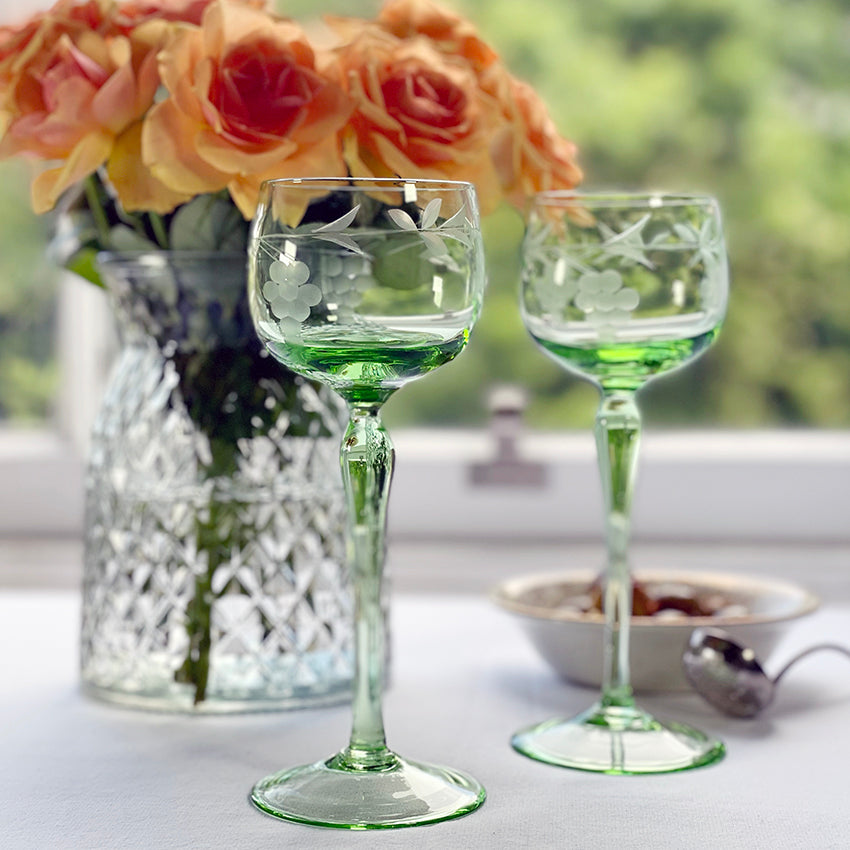 Pair of Green Hock Glasses – Linnhes